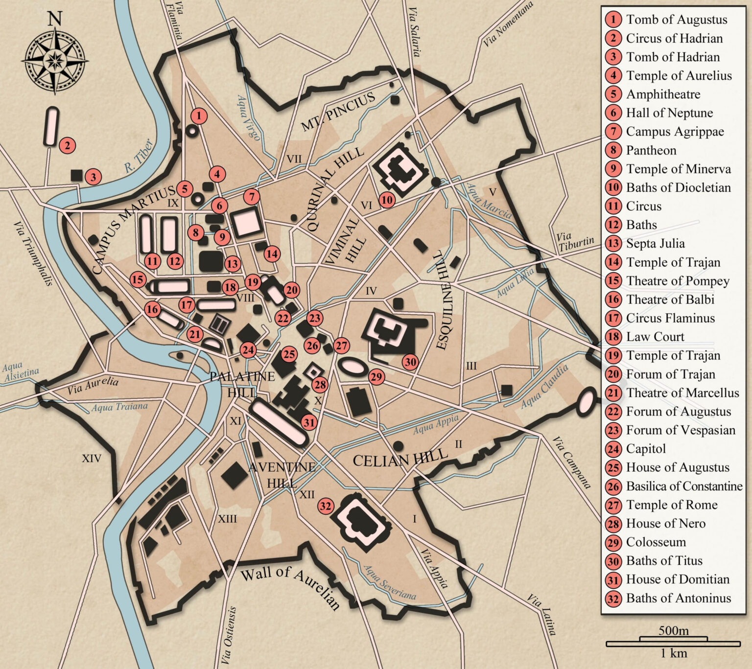 Ancient Rome City Map Ancient Rome City Layout Map Lazio Italy | Adams ...