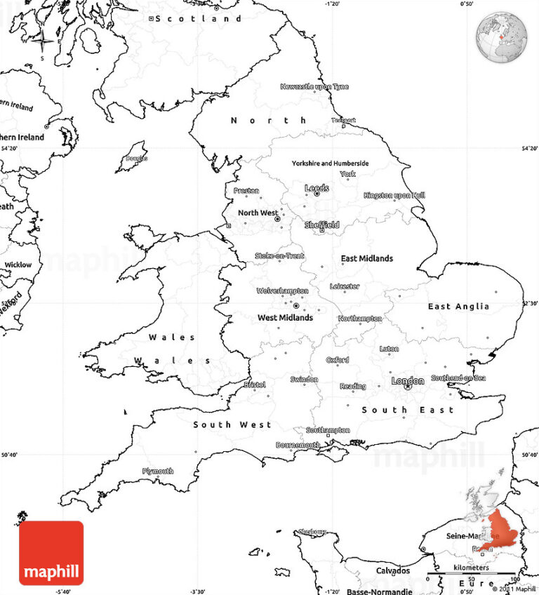 Blank Simple Map Of England | Adams Printable Map