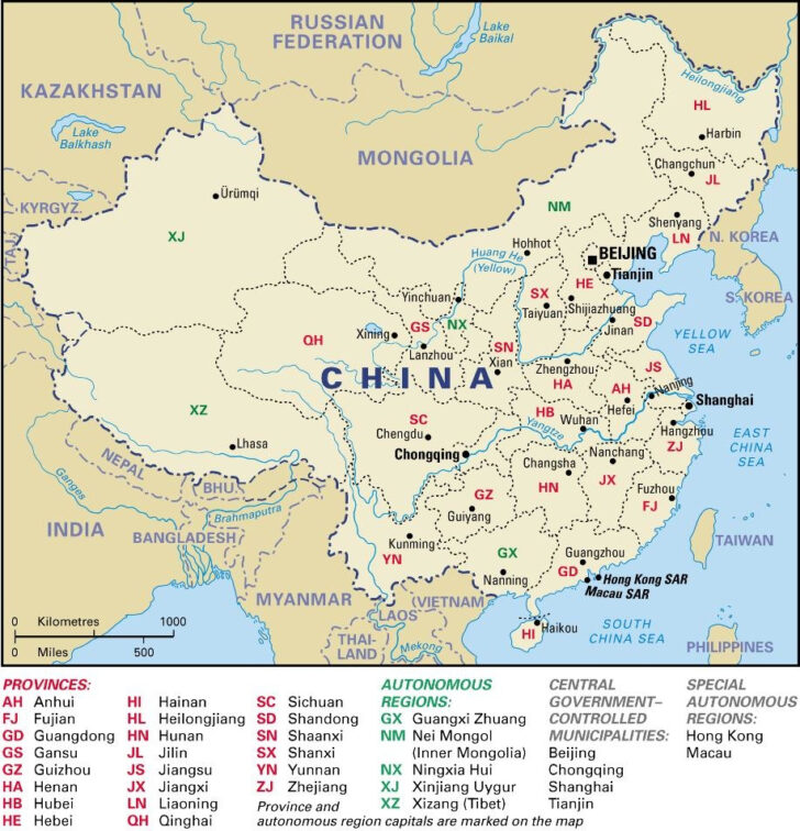 China Provinces Map Printable Detailed China Map Cities Tourist | Adams ...