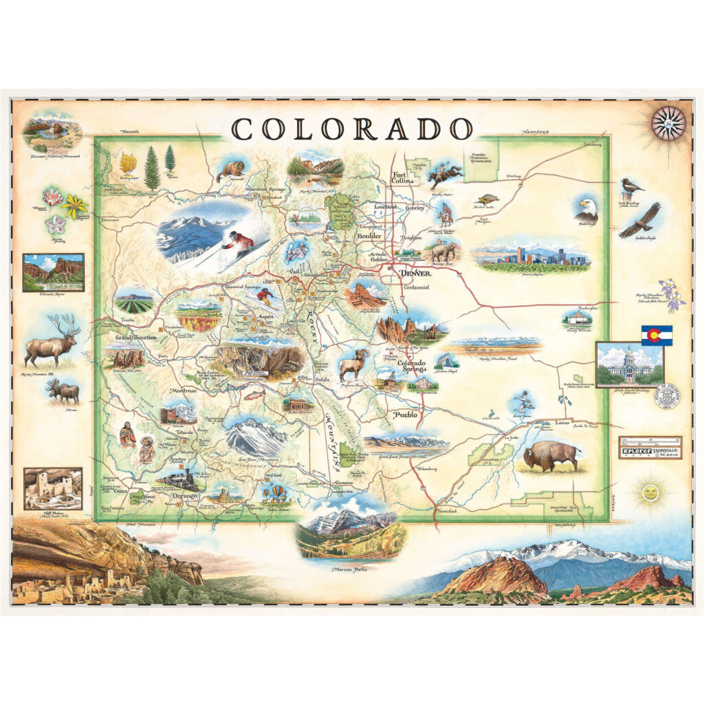 Colorado State Map Lithographic Print Only In 2021 Colorado Map | Adams ...