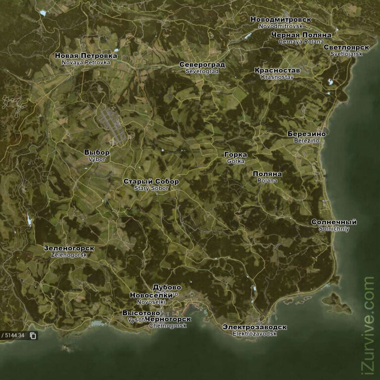 DayZ Chernarus Map All Information Towns Loot Spots | Adams Printable Map