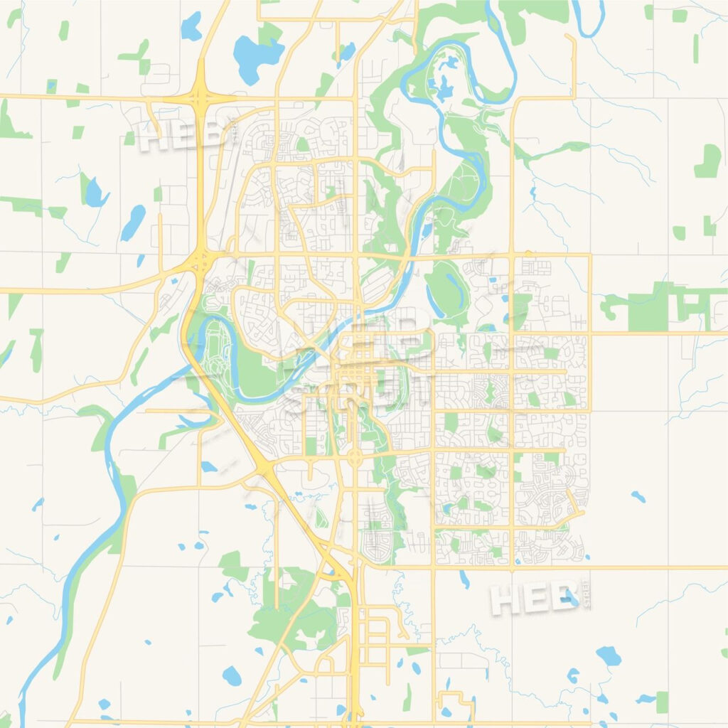 Printable Red Deer Street Map | Adams Printable Map
