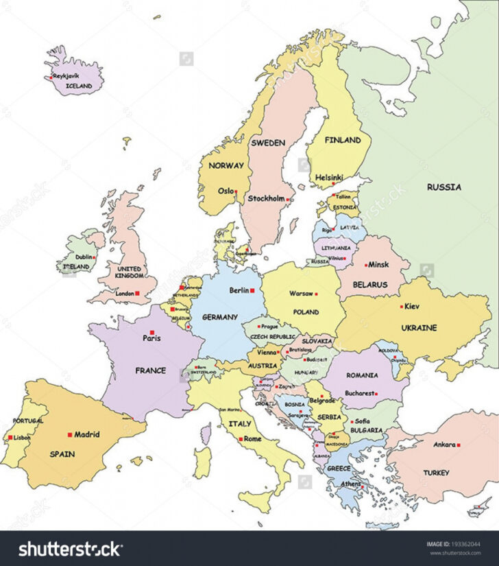 Free Printable Map Of Europe With Countries And Capitals Printable Maps ...