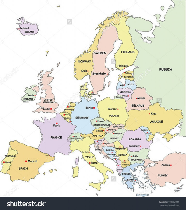 Free Printable Map Of Europe With Countries And Capitals Printable Maps ...