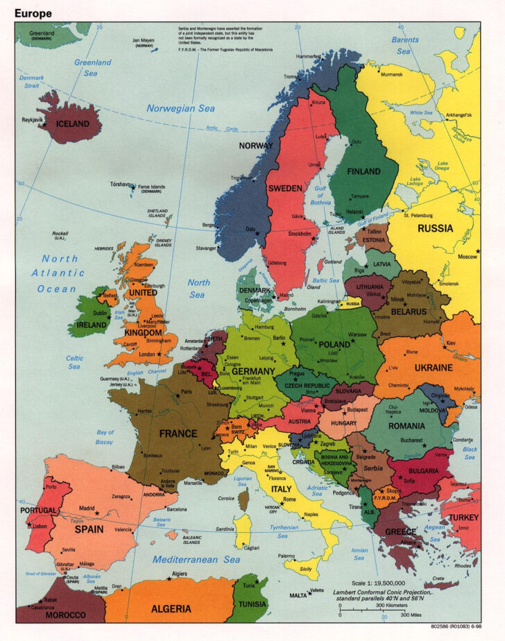 InterOpp Political Map Of Western Europe Large 1998 | Adams Printable Map