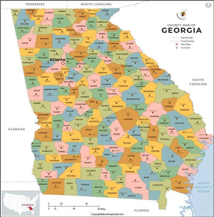 Labeled Map Of Georgia Printable World Map Blank And Printable | Adams ...