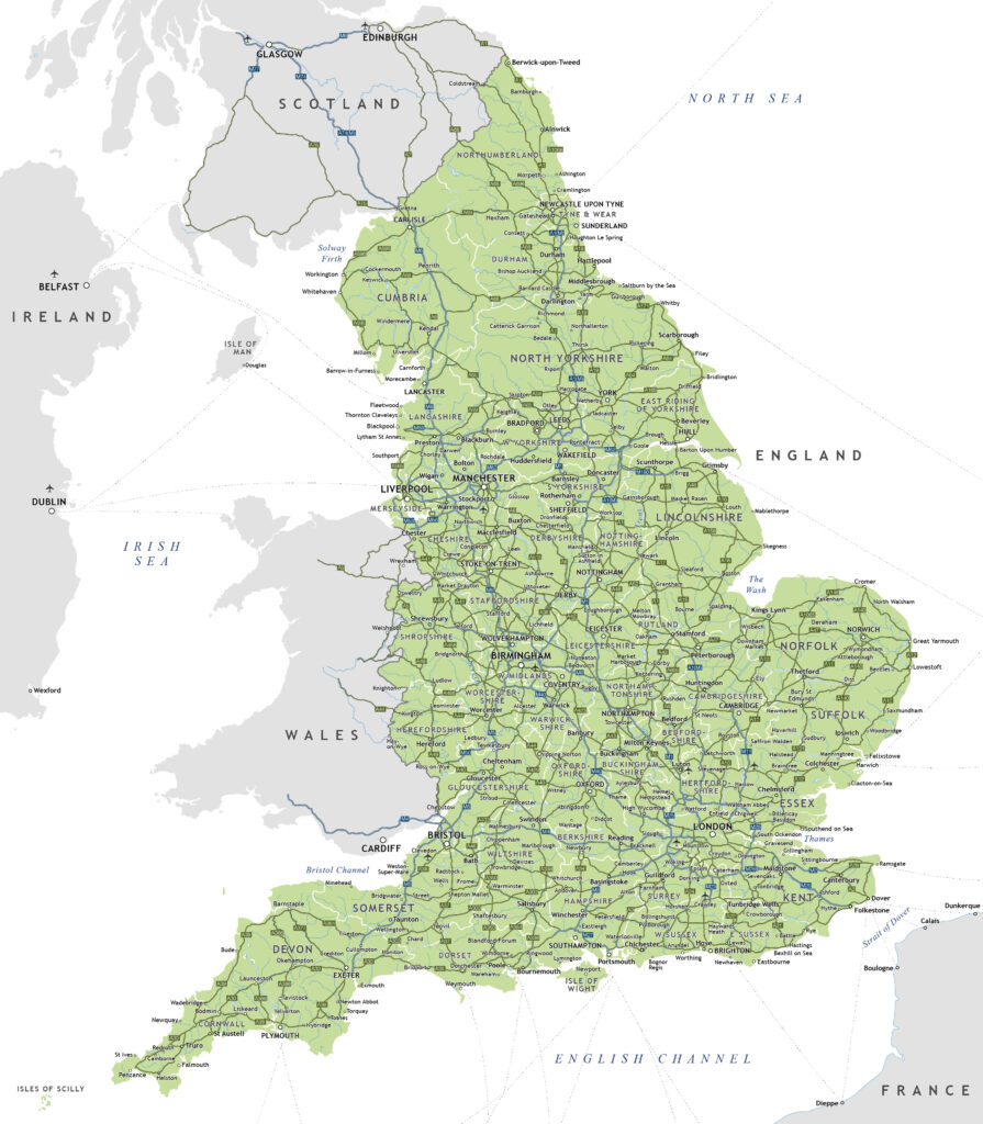 Large Detailed Highways Map Of England With Cities England United ...