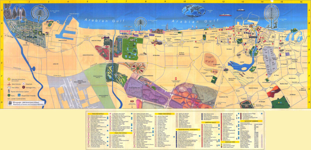 Large Detailed Hotels Map Of Dubai City Dubai City Large Detailed ...