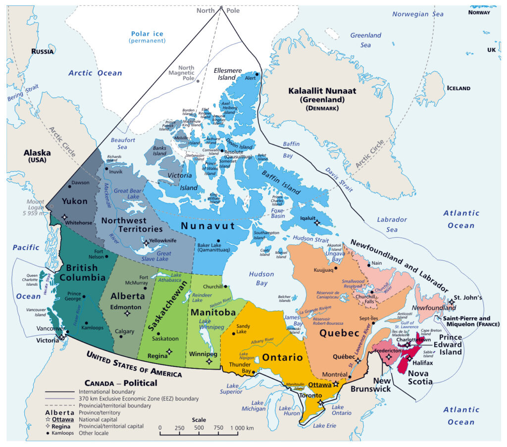 Large Detailed Political And Administrative Map Of Canada With Major ...