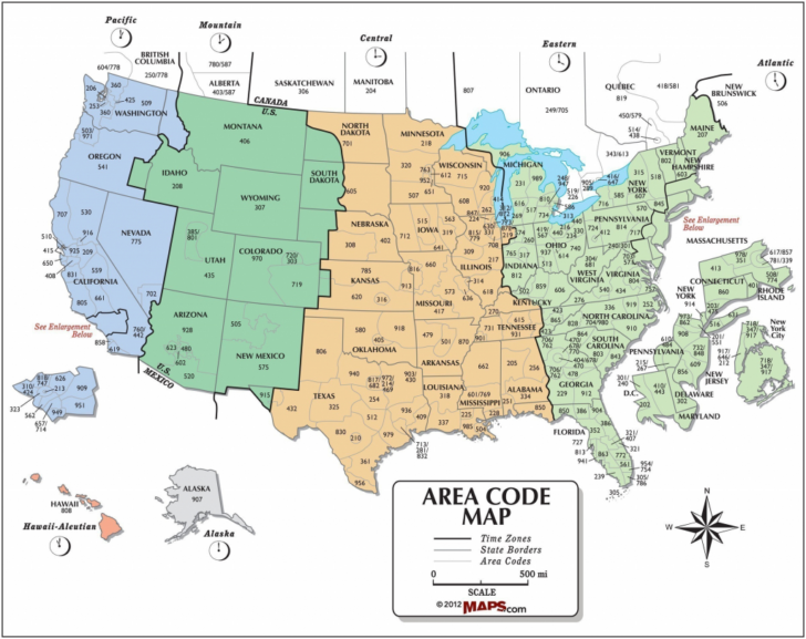 Lincmad 39 S 2019 Area Code Map With Time Zones Us Area Code Map ...