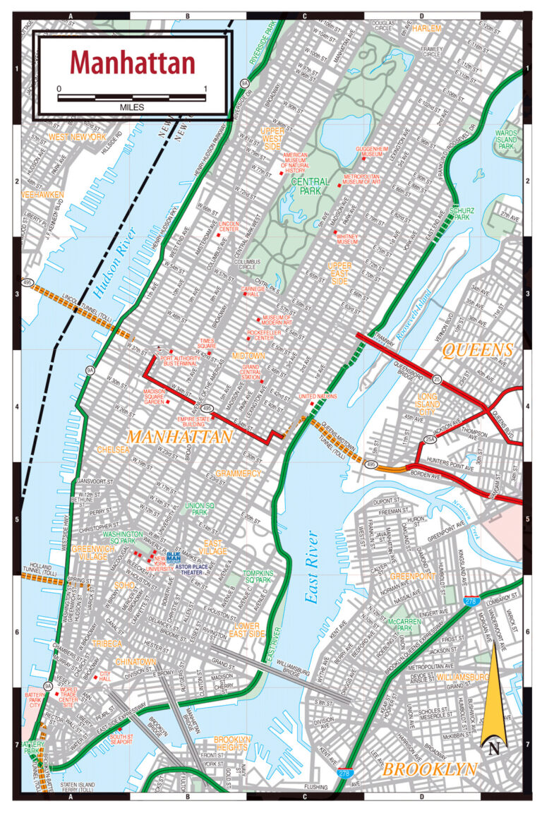 Manhattan Streets Map Streets Map Of Manhattan Vidiani Maps Of | Adams ...
