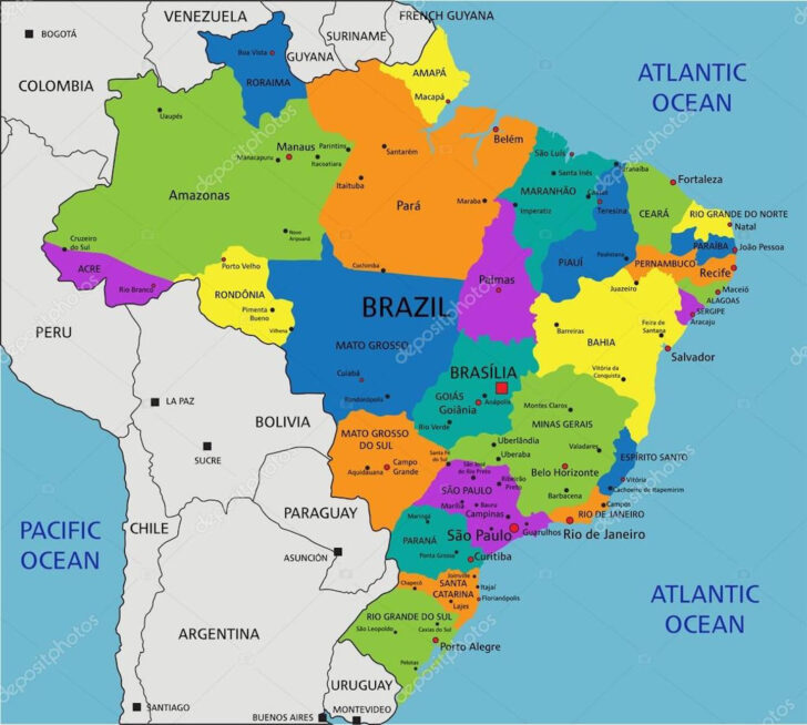 Map Of Brazil And 100 Other Free Printable International Maps | Adams ...