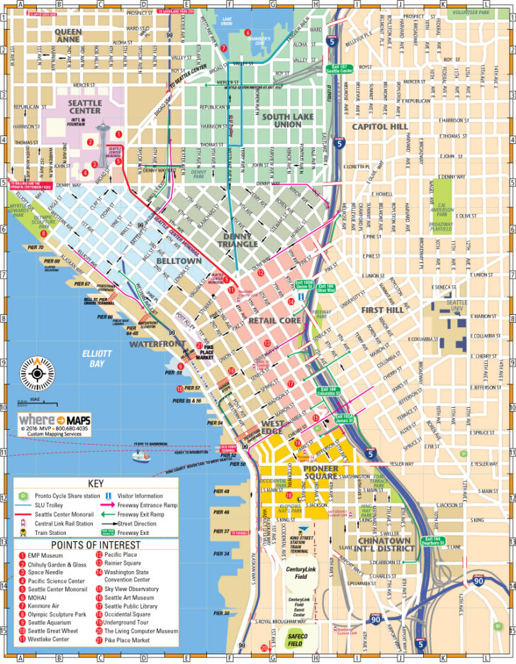 Map Of Downtown Seattle Interactive And Printable Maps Seattle | Adams ...