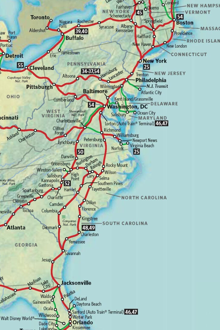 MAP OF EAST COAST Maps | Adams Printable Map