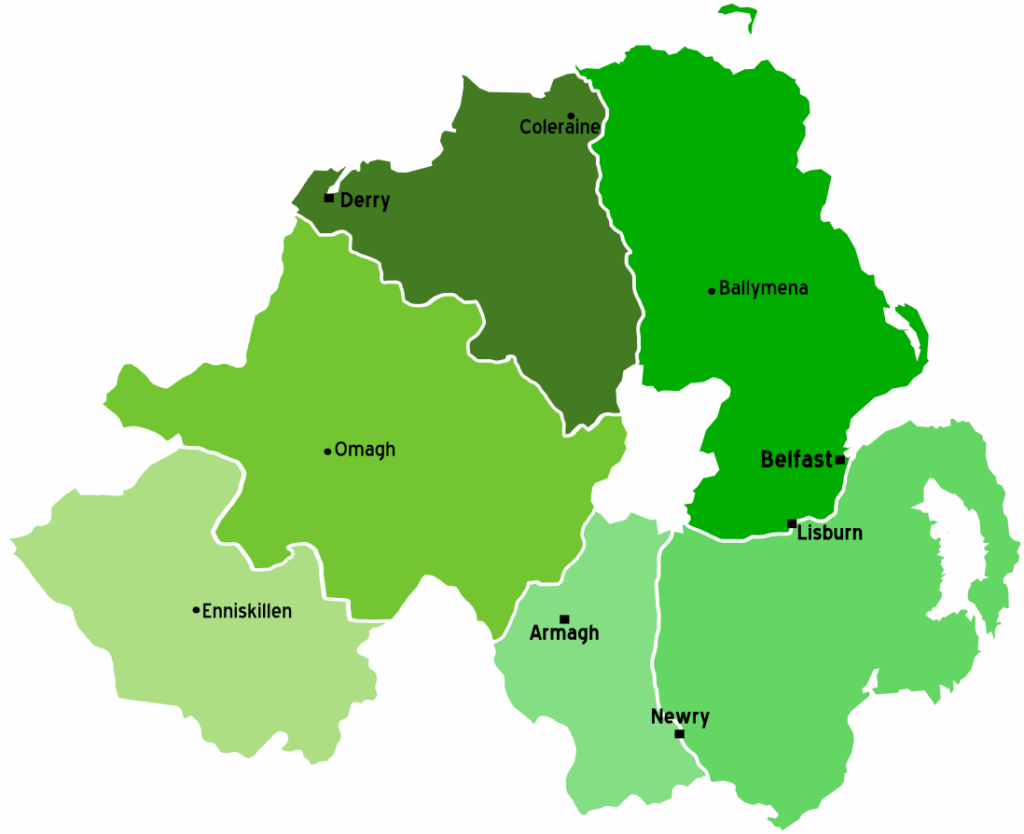 Map Of Northern Ireland Map Regions Worldofmaps Online Maps | Adams ...