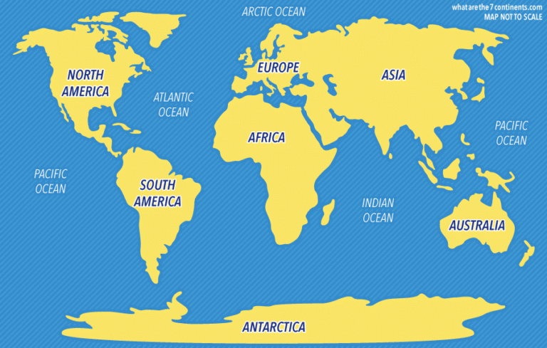 Map Of Seven Continents And Oceans Free Printable Maps | Adams ...