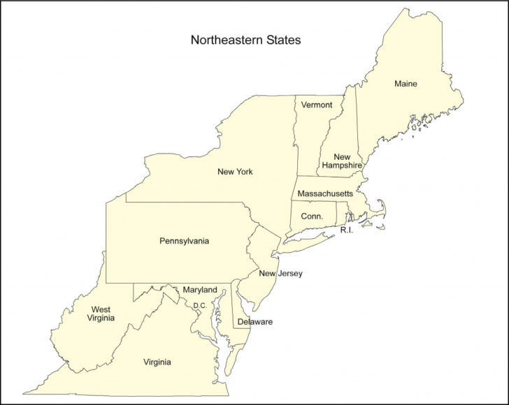 Northeast Region States And Capitals Map Printable Map | Adams ...