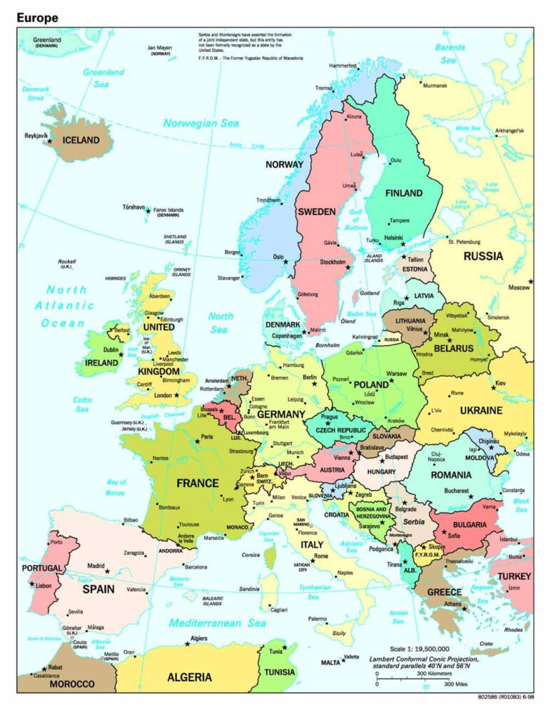 Online Maps Europe Map With Capitals | Adams Printable Map