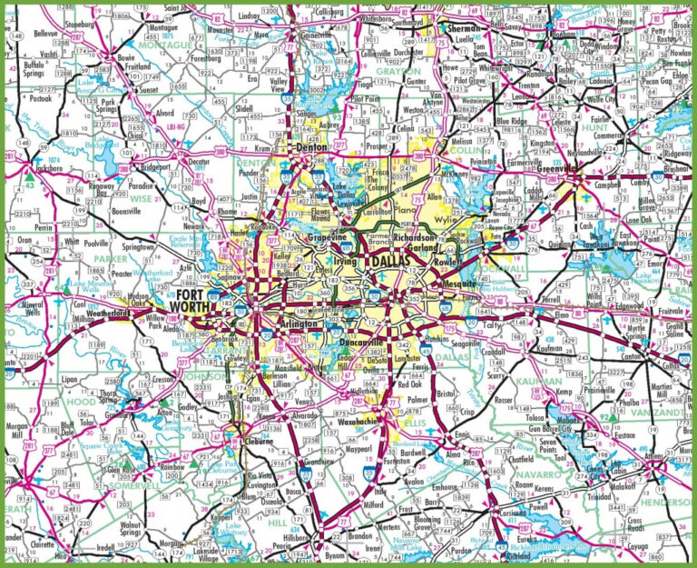Printable Map Of Dallas Fort Worth Metroplex Printable Maps | Adams ...