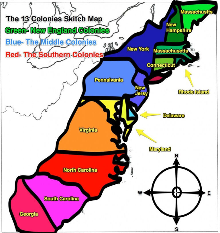 Printable Map Of The 13 Colonies With Names Free Printable Maps | Adams ...