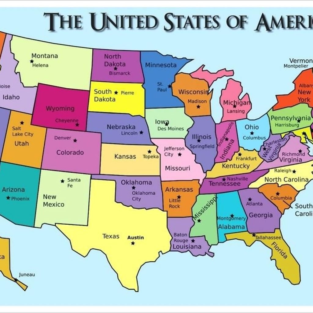 Printable Us Map With State Names And Capitals Best Map United Adams
