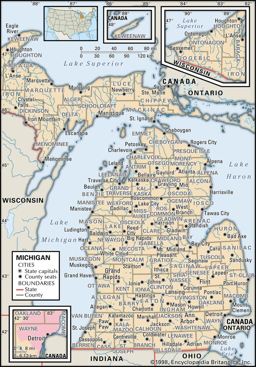 State And County Maps Of Michigan | Adams Printable Map