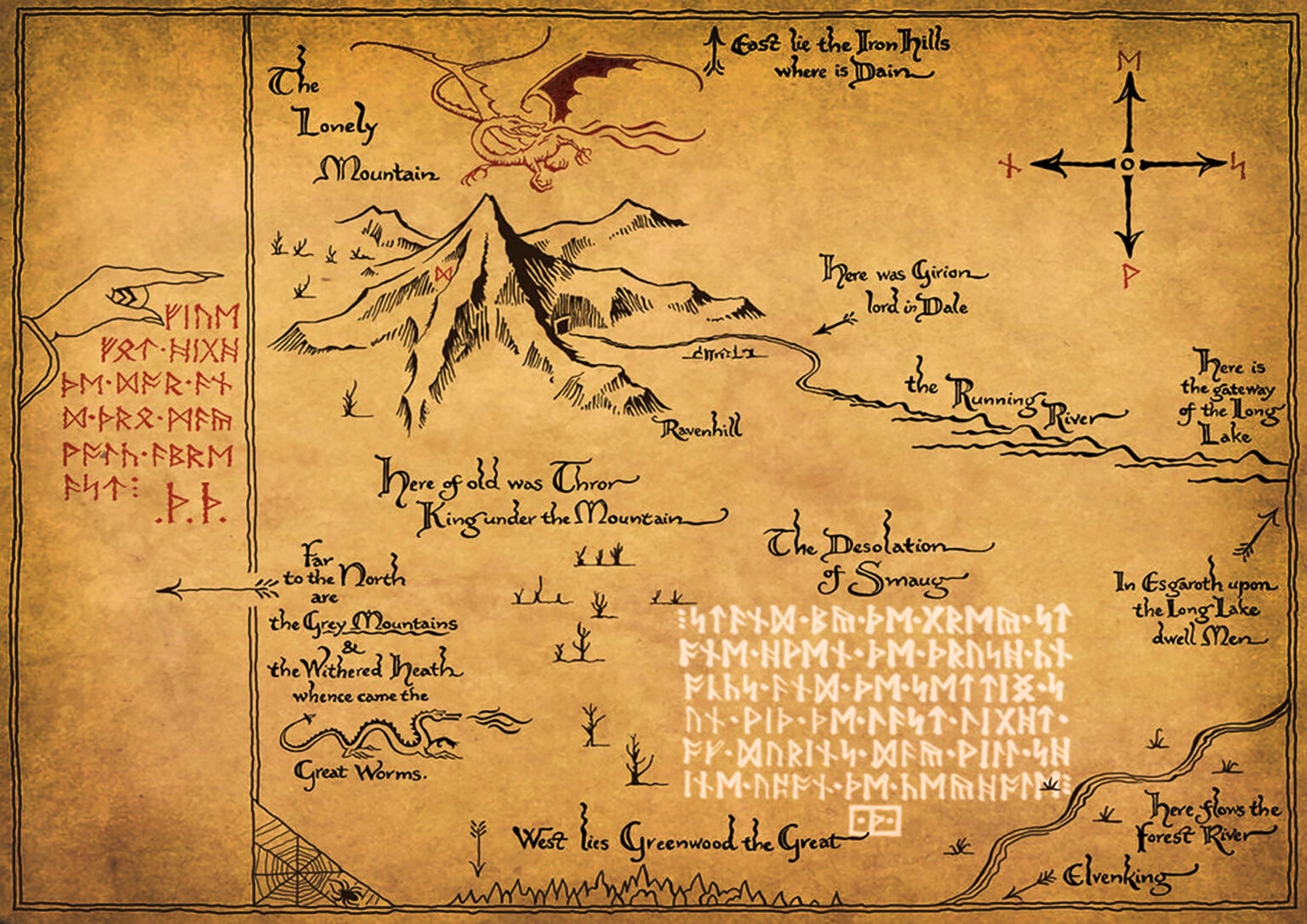 Tolkien Map Middle Earth Map The HobbitThorin 39 S Map Map Etsy Middle ...