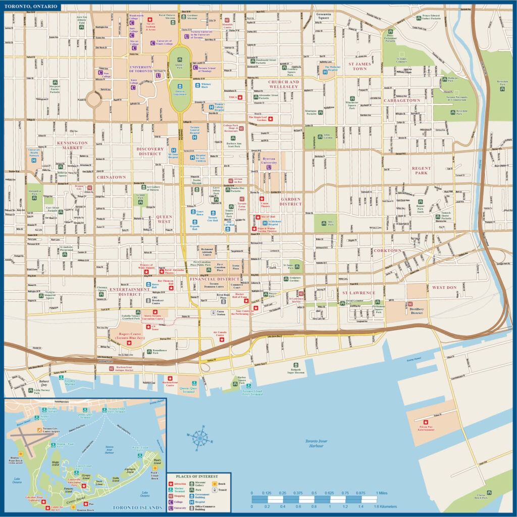 Toronto Downtown Map Digital Vector Creative Force | Adams Printable Map