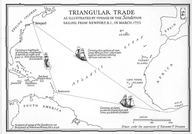 Transatlantic Slave Trade Triangular Trade Map Geography Maps | Adams ...