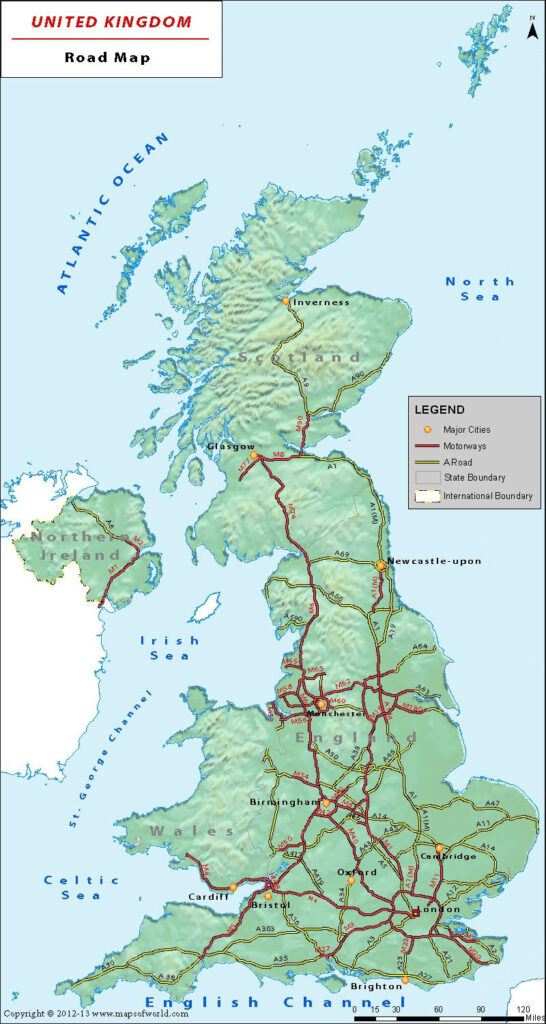 UK Road Map United Kingdom Map Of Britain Road Trip Map Map | Adams ...