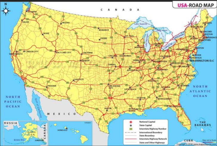 Us Highway Maps With States And Cities Printable Map | Adams Printable Map