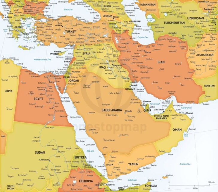 Vector Map Middle East Political High Detail One Stop Map | Adams ...