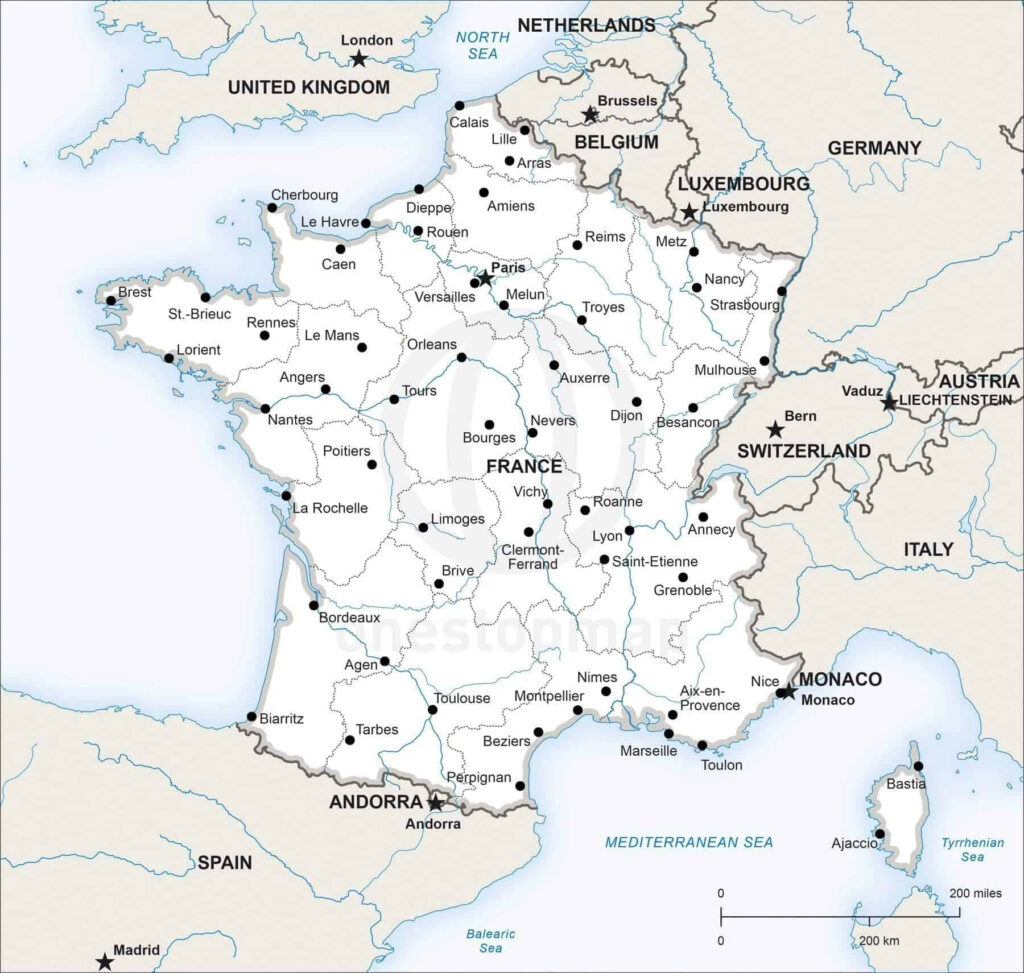 Vector Map Of France Political One Stop Map | Adams Printable Map