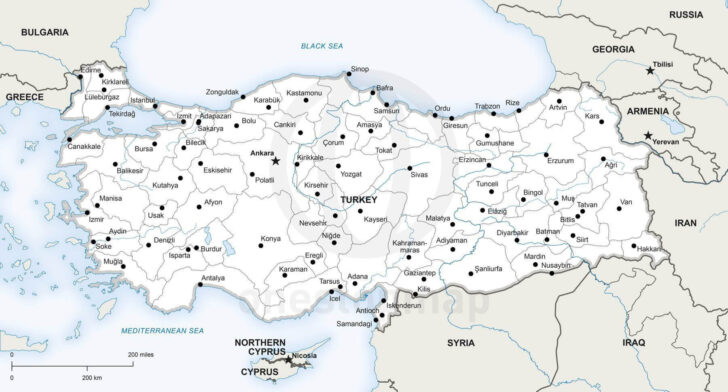 Vector Map Of Turkey Political One Stop Map | Adams Printable Map