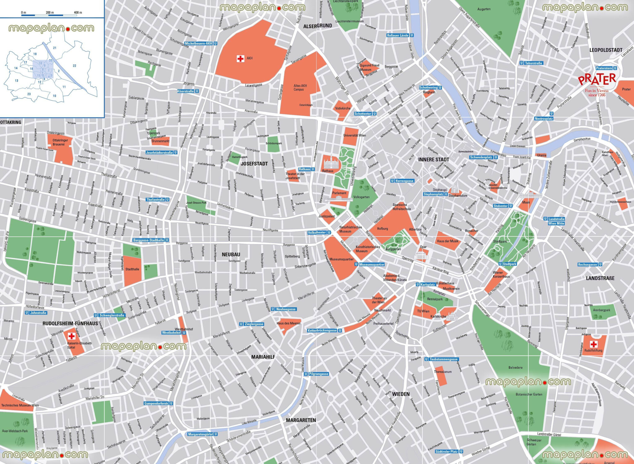 Vienna Map Detailed Map With Street Names Neighbourhood Districts ...