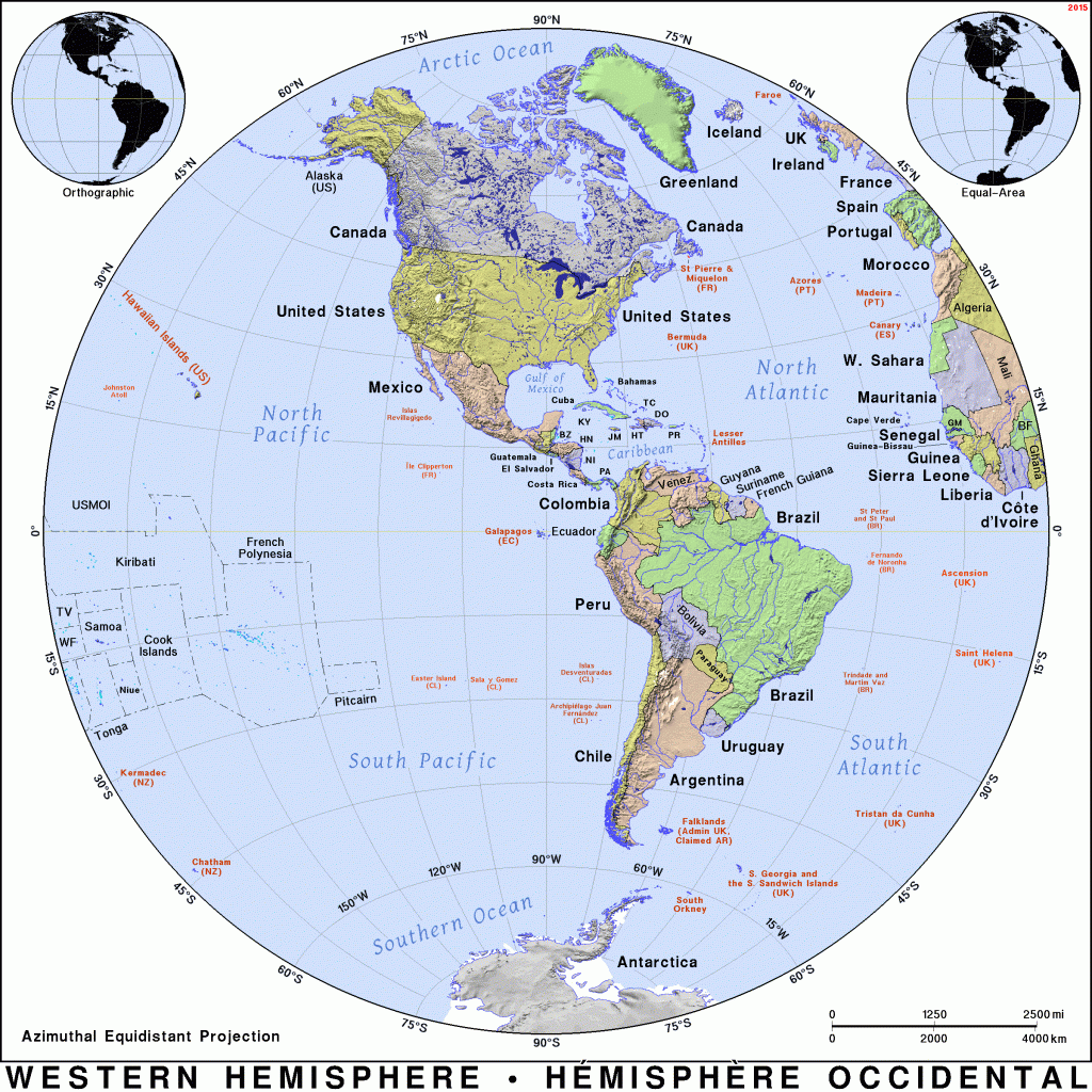 Map Of Western Hemisphere Countries Adams Printable Map