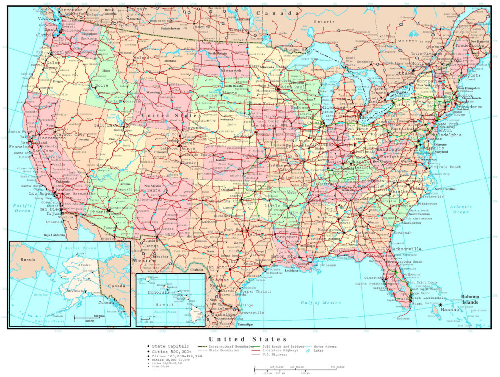 10 Beautiful Free Printable Road Map Of The United States Printable Map ...