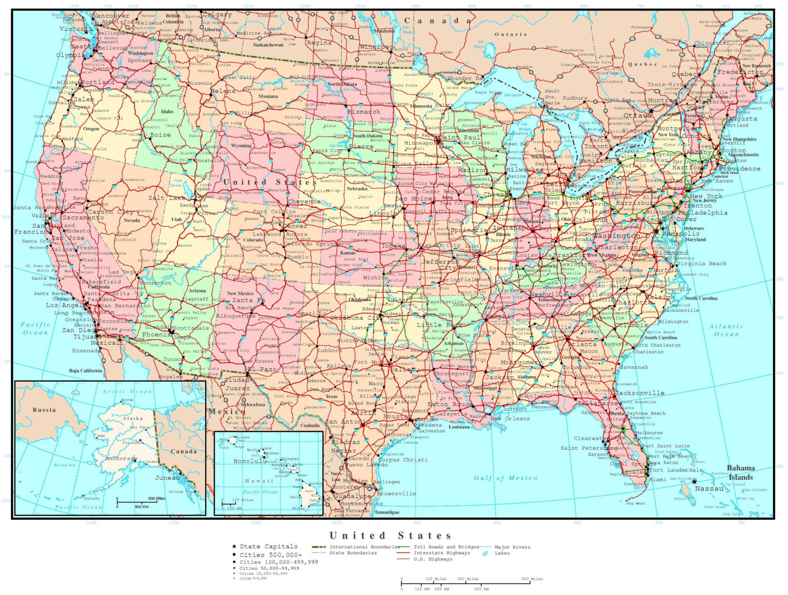 10 Beautiful Free Printable Road Map Of The United States Printable Map ...