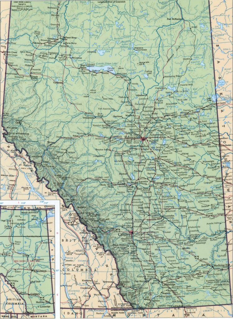 Alberta Detailed Geographic Map Free Printable Geographical Map Alberta ...