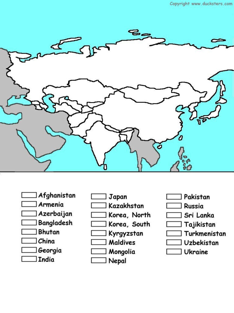 Asia Coloring Map Of Countries Geography For Kids Teaching Geography ...