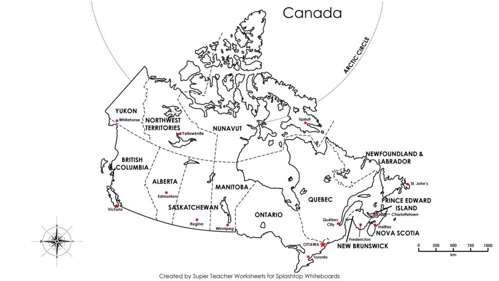 Canada Map With Capitals Labeled Super Teacher Worksheets Canada ...