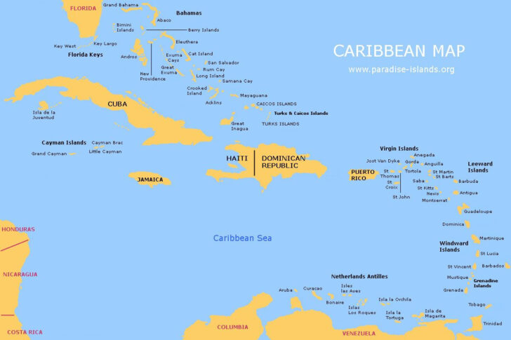 Caribbean Map Free Map Of The Caribbean Islands Caribbean Islands ...