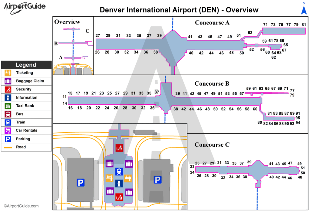 Denver Denver International DEN Airport Terminal Maps | Adams Printable Map