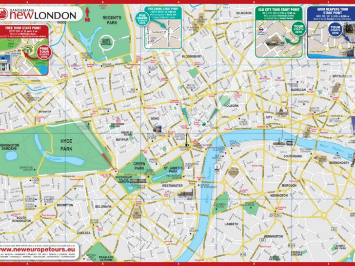 Download Printable London Street Map Major Tourist Attractions Maps New ...