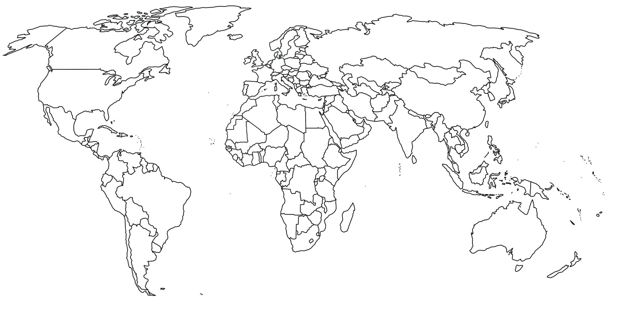 Free Sample Blank Map Of The World With Countries World Map With ...