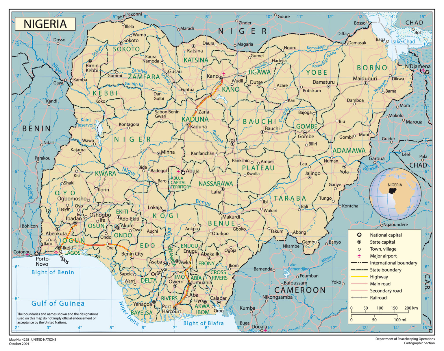 Full Political Map Of Nigeria Nigeria Full Political Map Vidiani ...