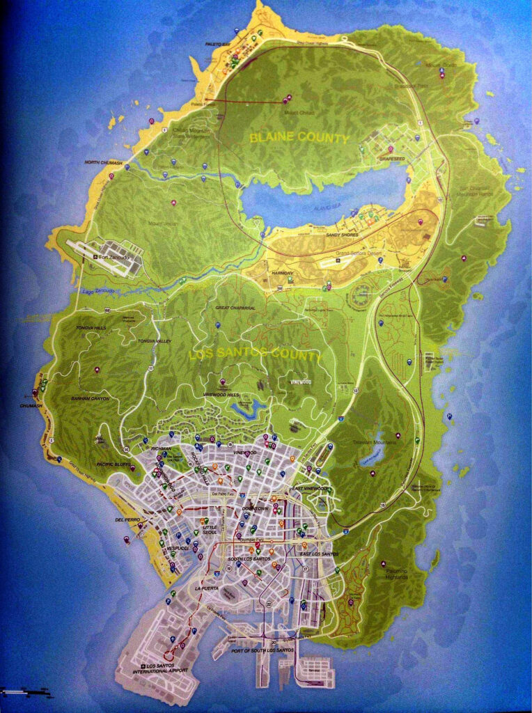 Grand Theft Auto V Map The Average Gamer | Adams Printable Map