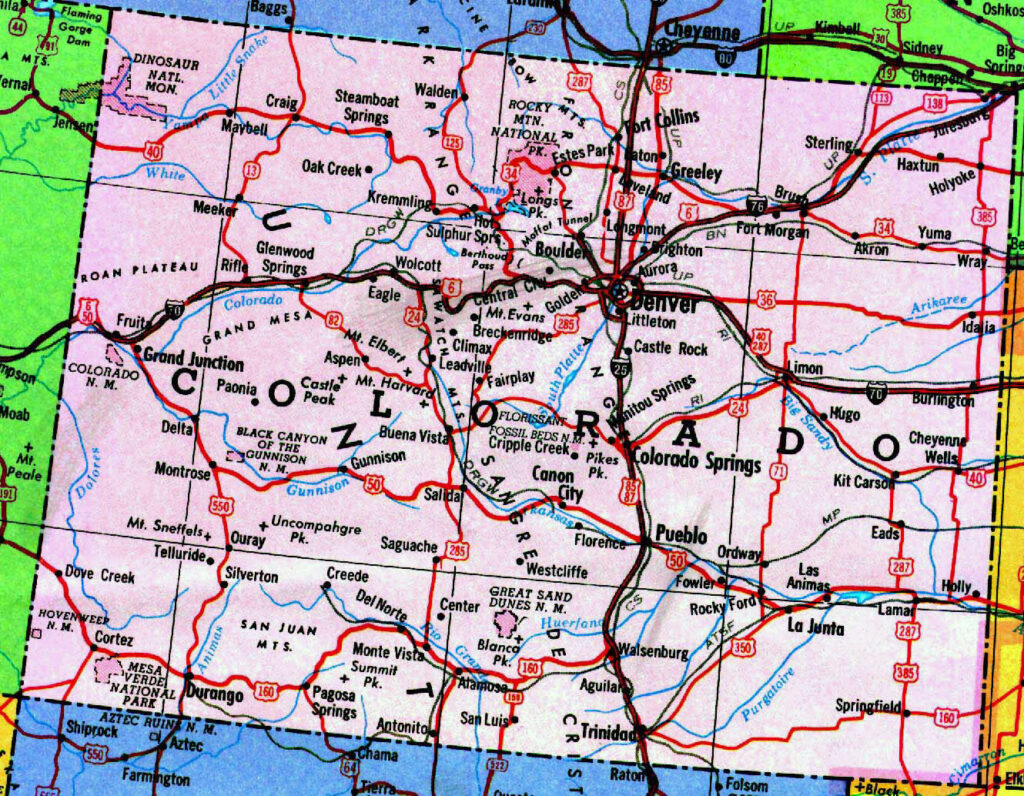 Highways Map Of Colorado State Colorado State Highways Map Vidiani ...