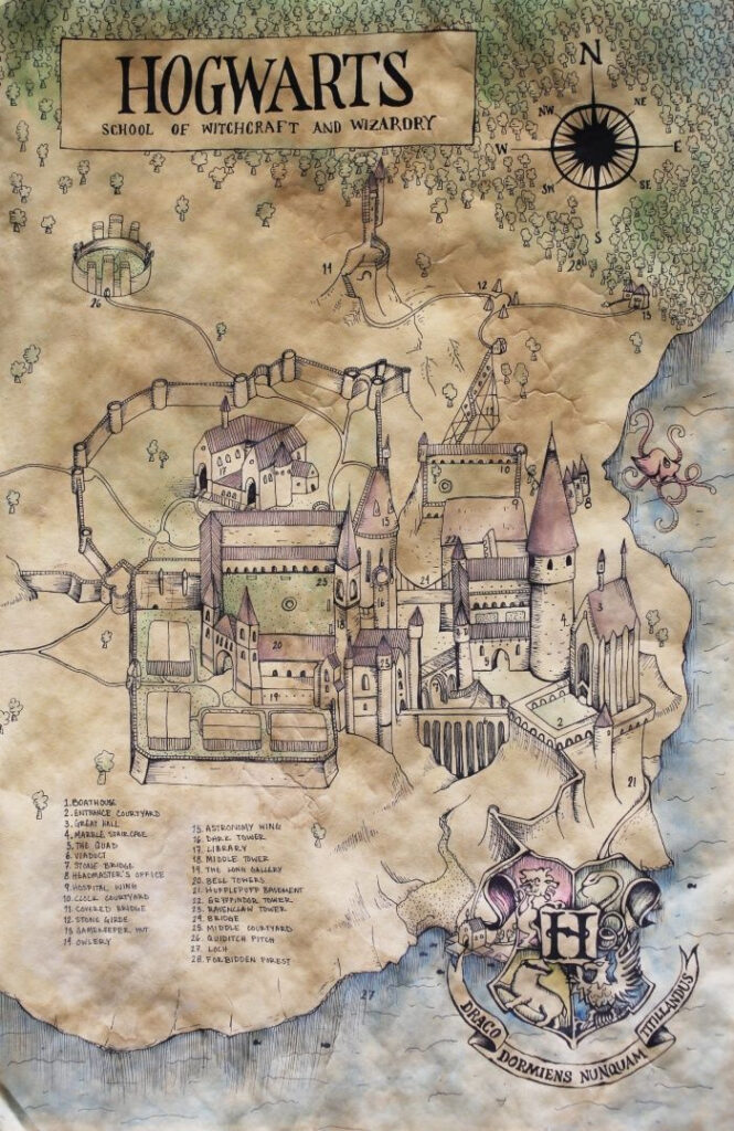 Hogwarts Map Art Print Harry Potter Poster Hogwarts Harry Potter ...