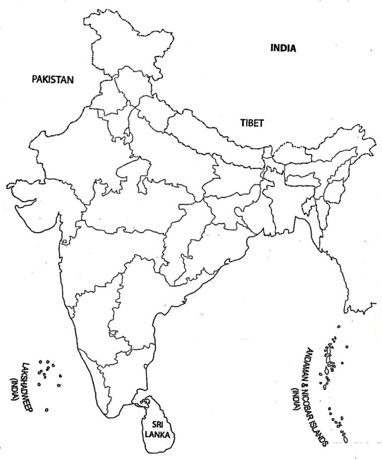 India Map Outline A4 Size India Map Political Map Map Outline | Adams Printable Map